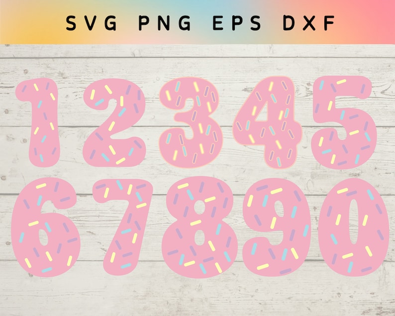 Donut Numbers SVG. Pink Doughnuts. Cricut Cut Files, Layered ...