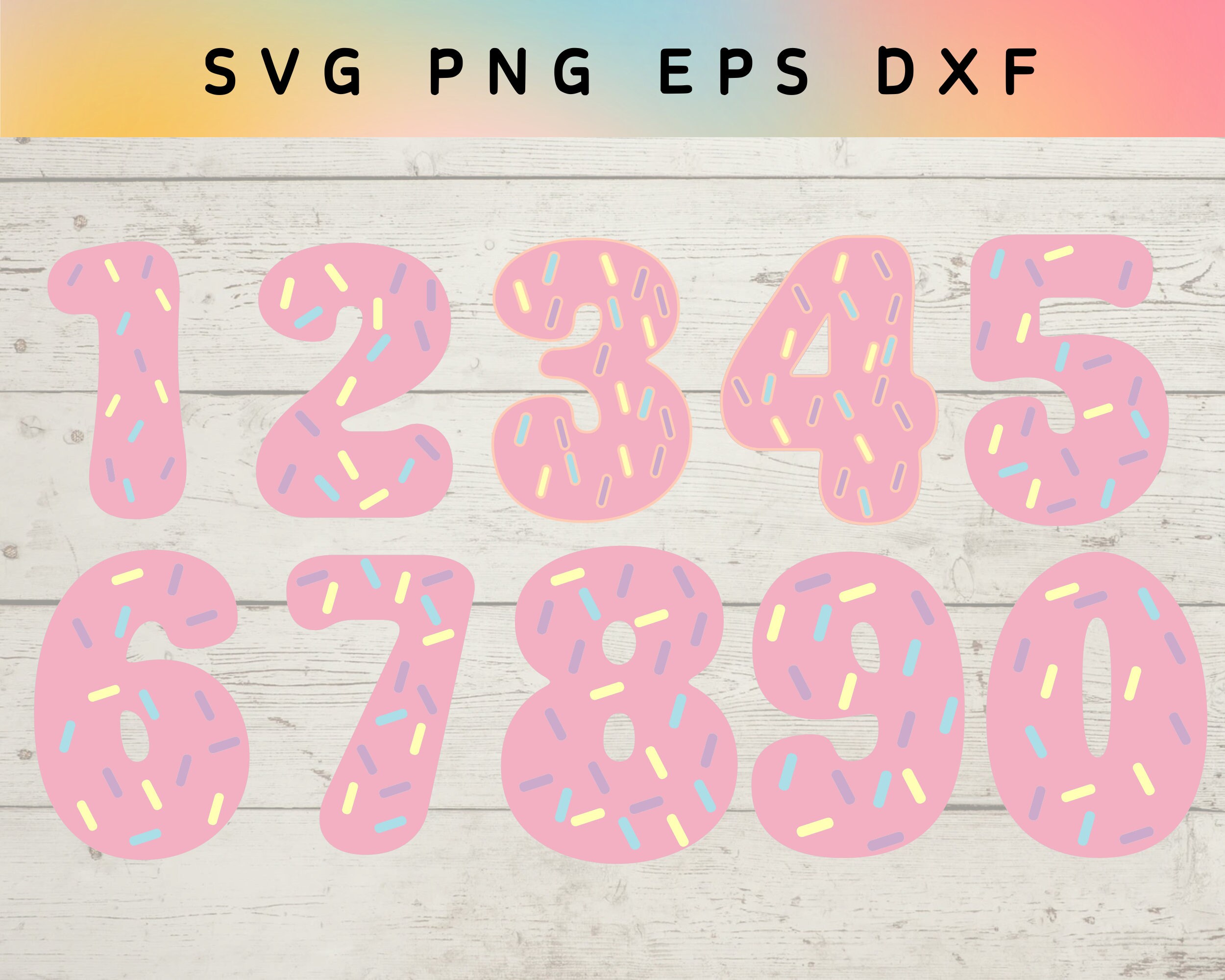 Donut Numbers SVG. Pink Doughnuts. Cricut Cut Files, Layered ...