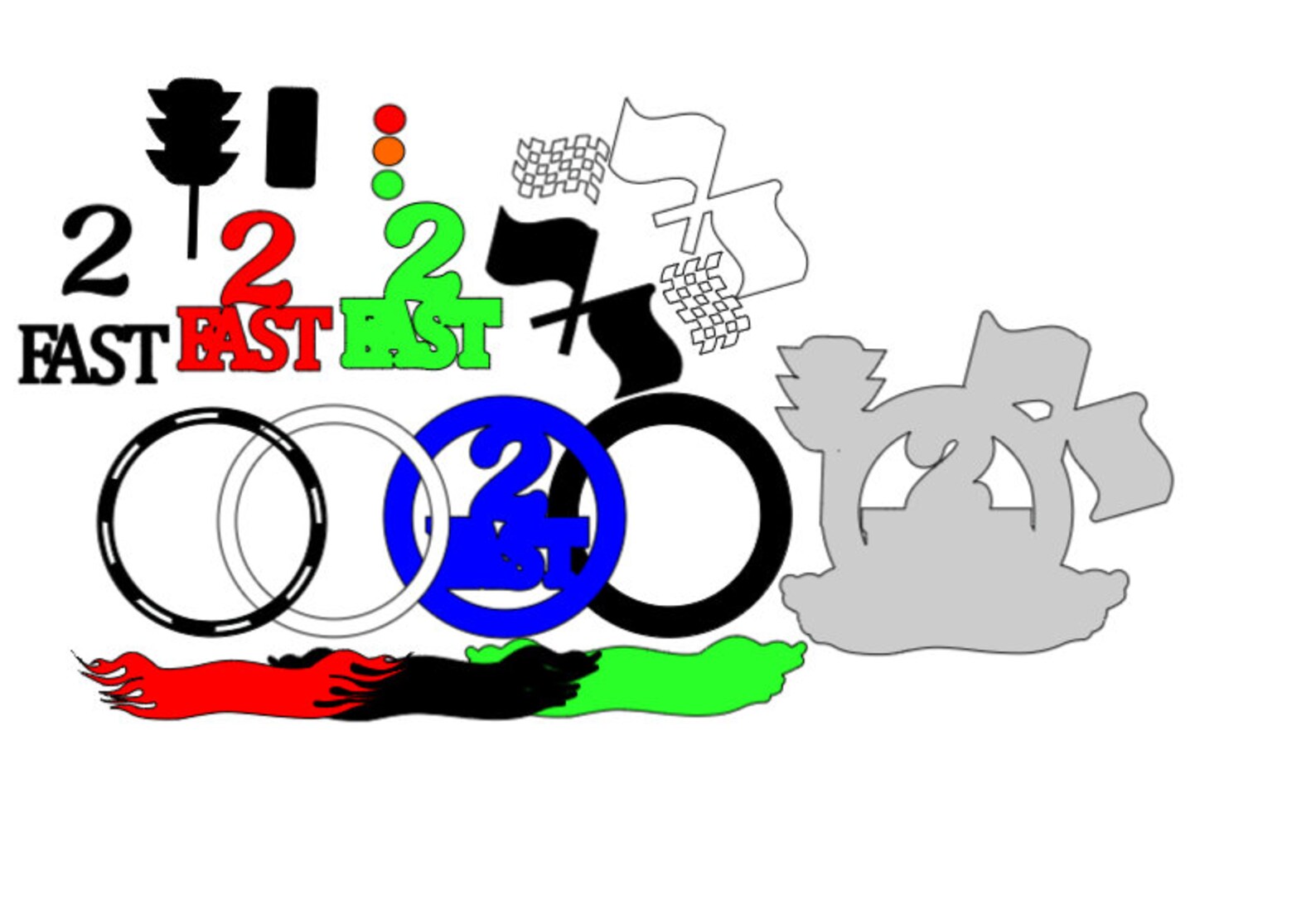 Layered 2 Fast Cake Topper SVG for 2nd Birthday Cars Svg Racing Flag ...