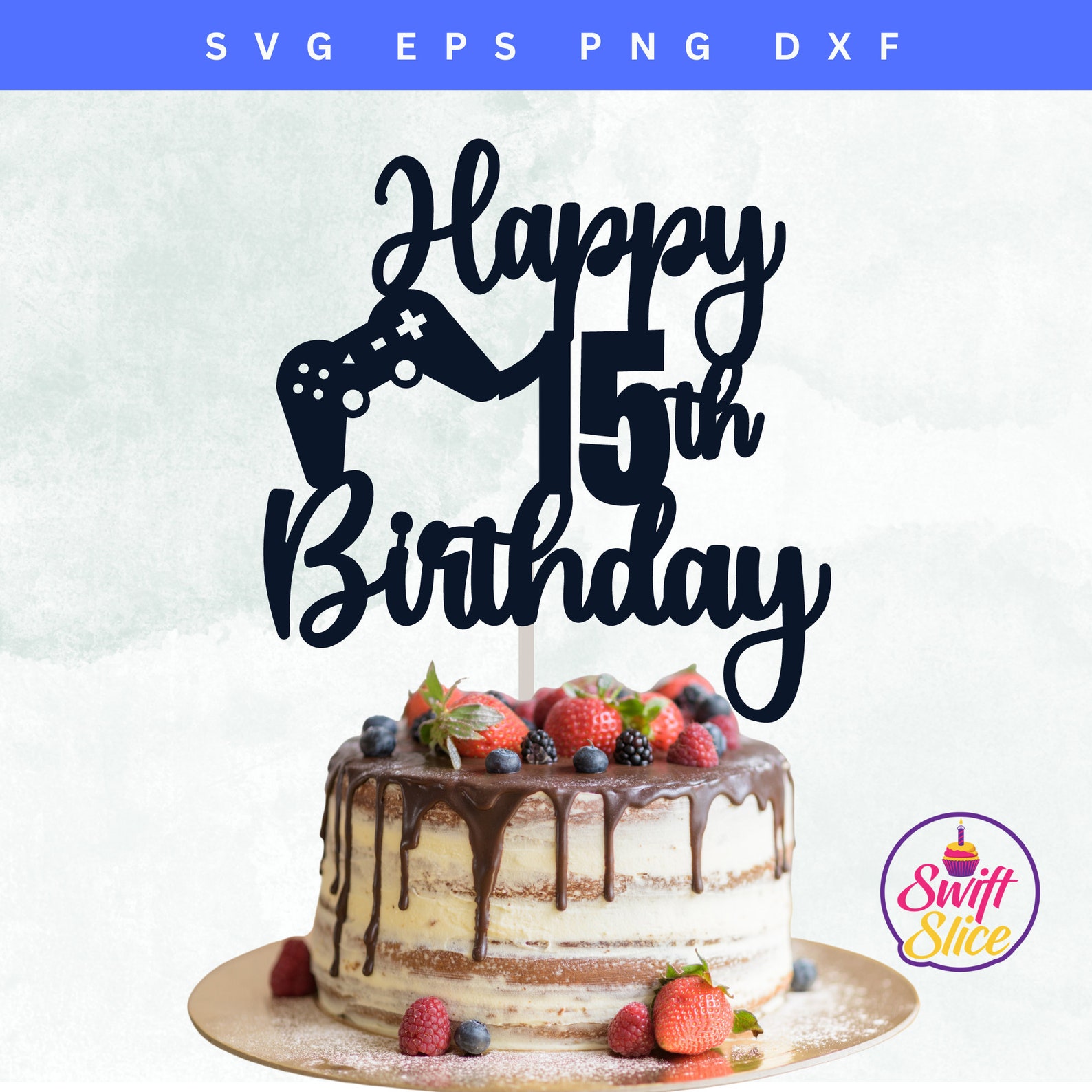 Happy Birthday Gaming Controller Cake Topper SVG Bundle | Cricut Cut ...