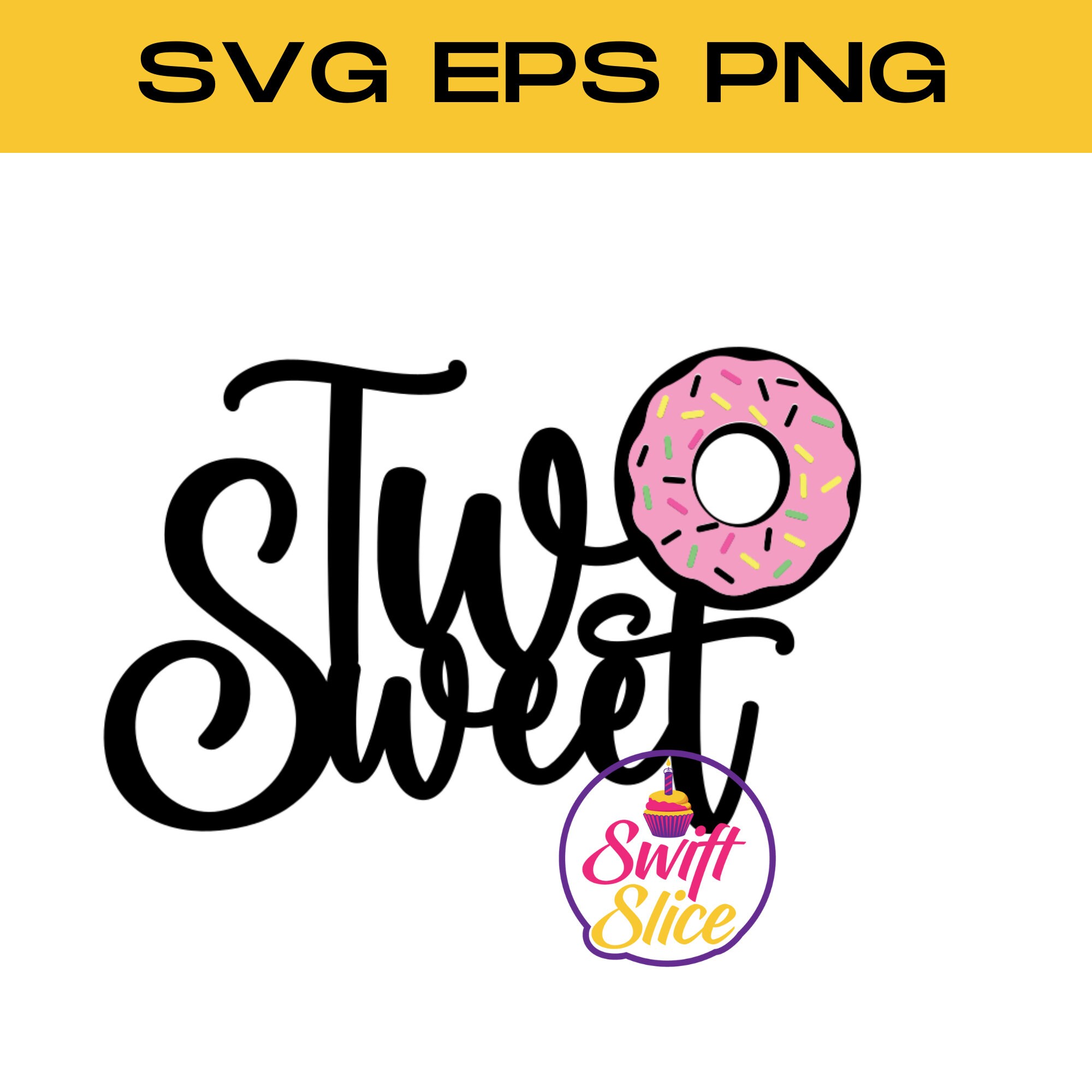 DONUT Clipart, TWO SWEET Birthday, Donut Png, Digital Cake Topper ...