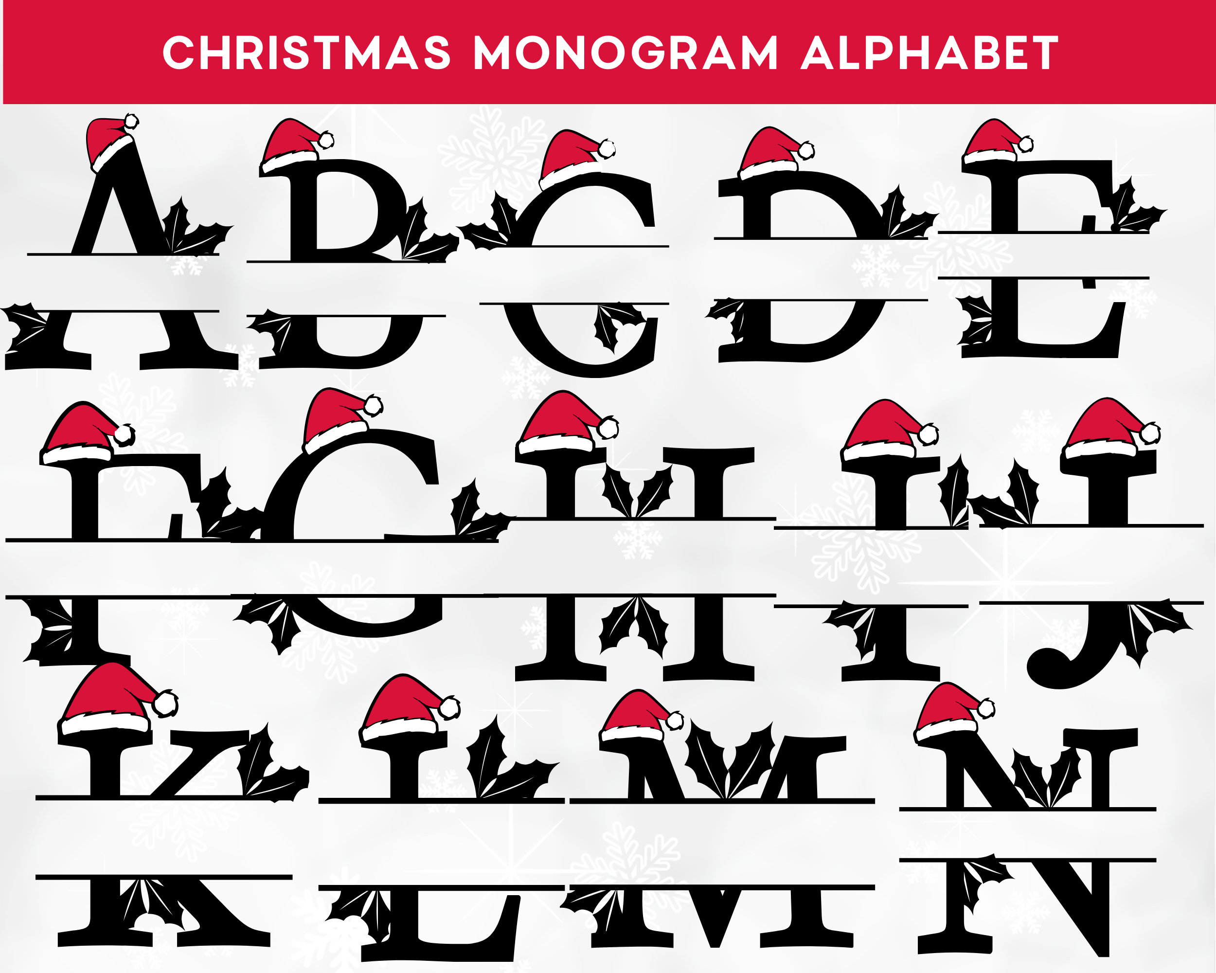 Christmas Alphabet Svg Svg Png Dxf File Bundle Christmas - Etsy