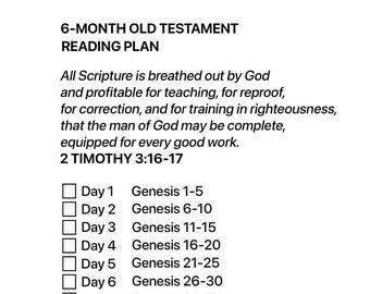 6 Month Bible Plan, Bible Reading Plan Printable Start to Finish | Six ...