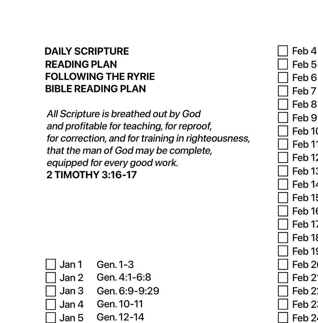 Ryrie Bible Reading Plan (printable) - Etsy