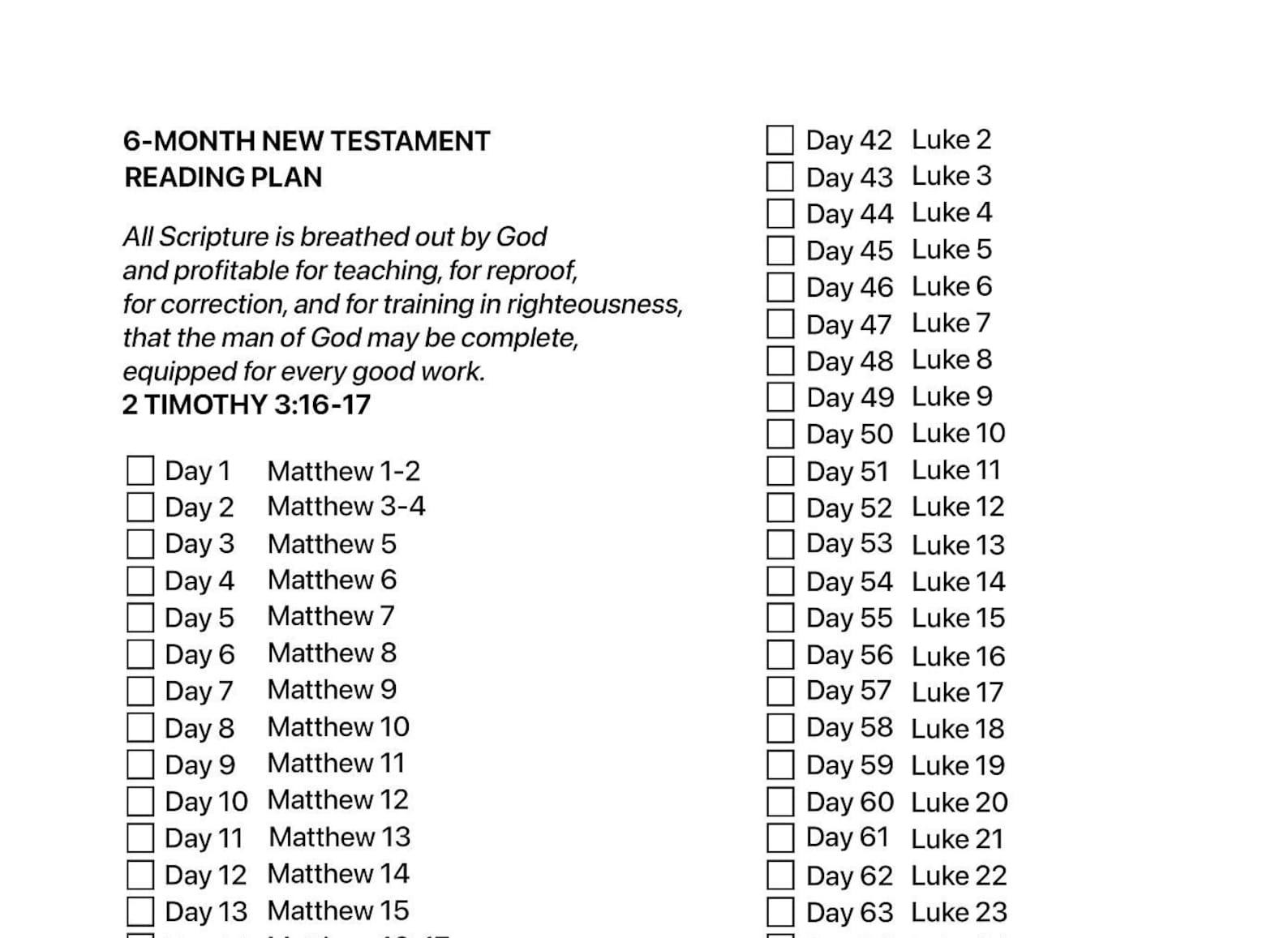 6-month New Testament Bible Reading Plan (printable) - Etsy