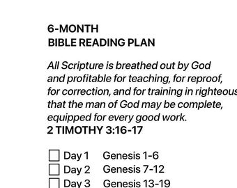 6 Month Bible Plan, Bible Reading Plan Printable Start to Finish | Six ...