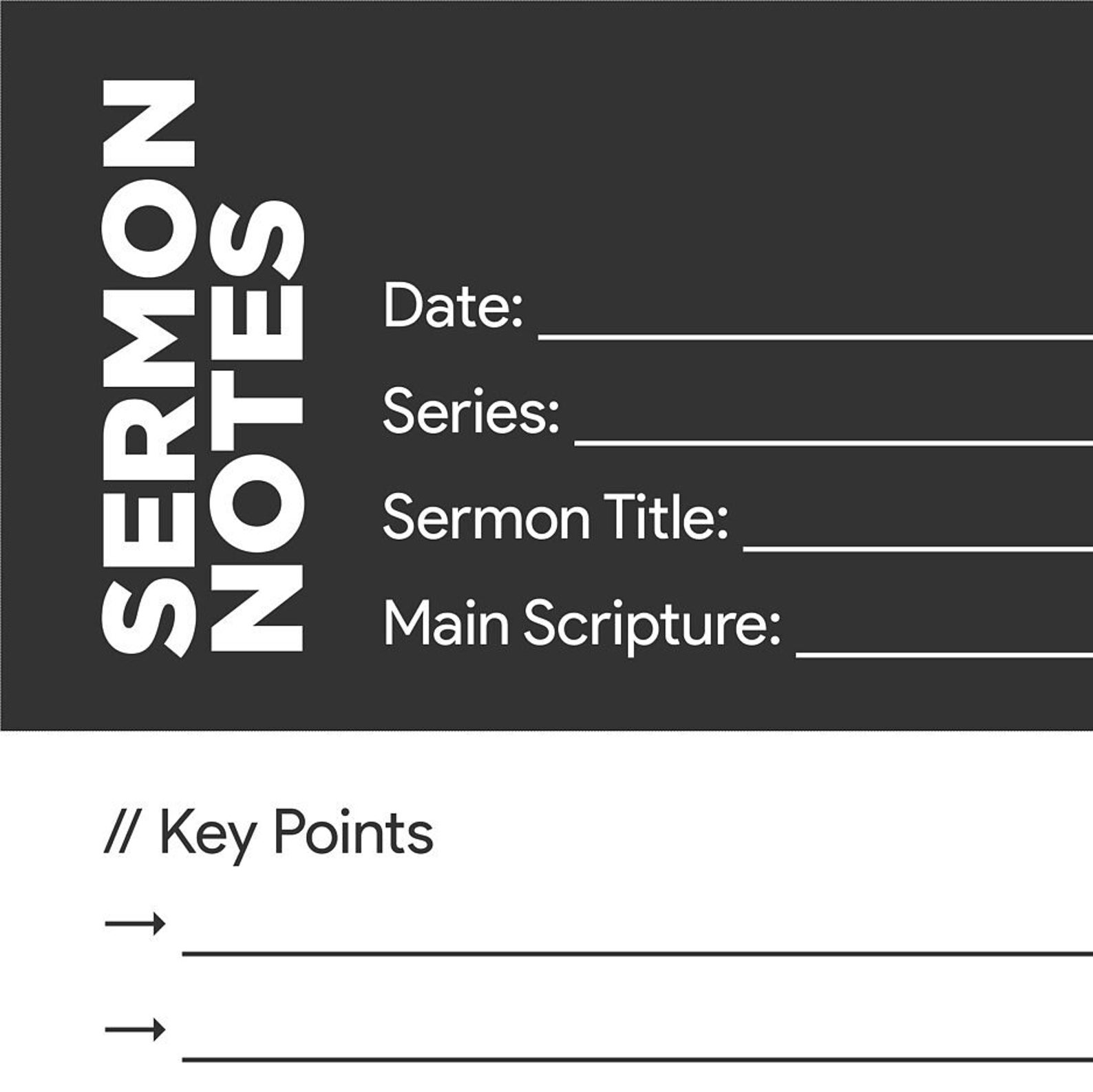 Printable Sermon Notes letter Size - Etsy
