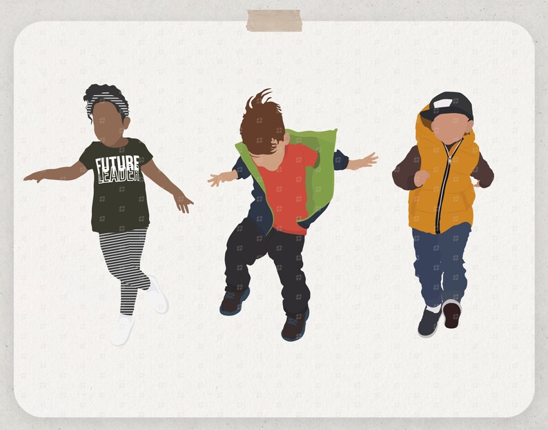 13 Flat Vector People Kids Pack of Abstract Illustrations - Etsy