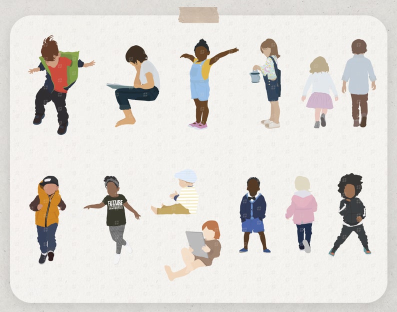 13 Flat Vector People - Kids - Pack of Abstract Illustrations Clipart ...
