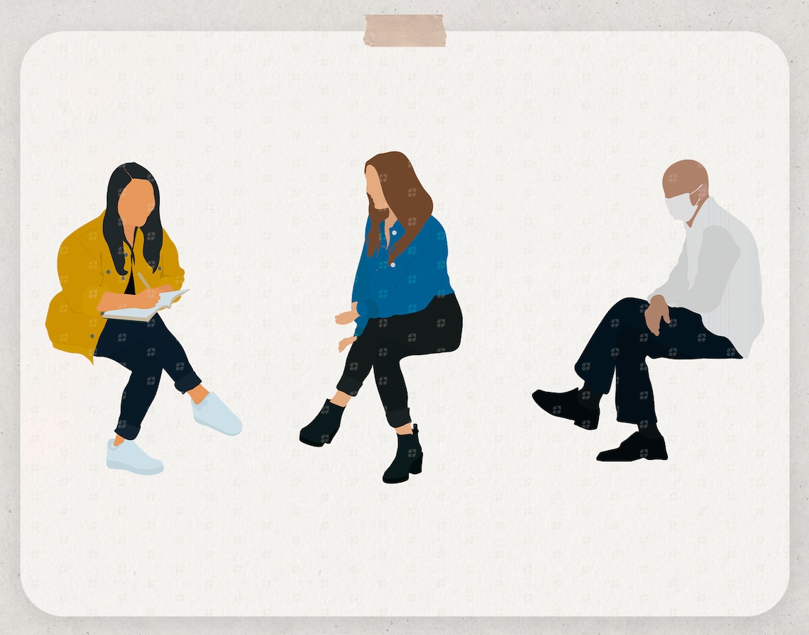 12 Flat Vector People - Sitting People - Pack of Abstract Illustrations ...