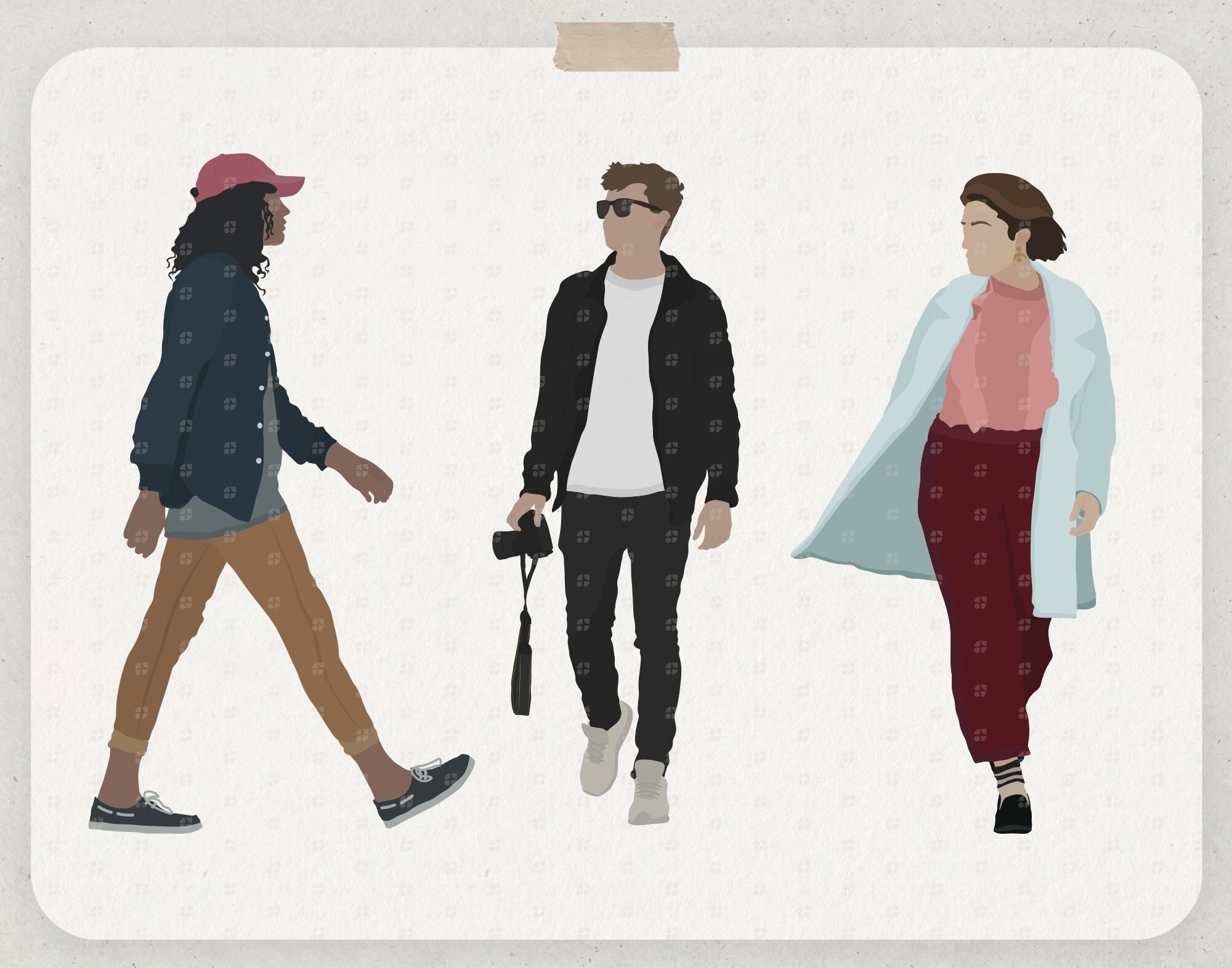 12 Flat Vector People - Walking People - Pack of Abstract Illustrations ...