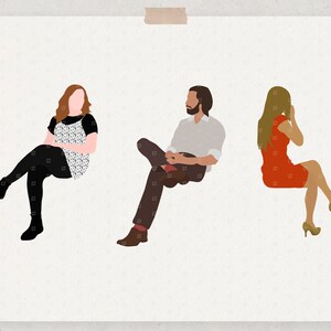 12 Flat Vector People - Sitting People - Pack of Abstract Illustrations ...