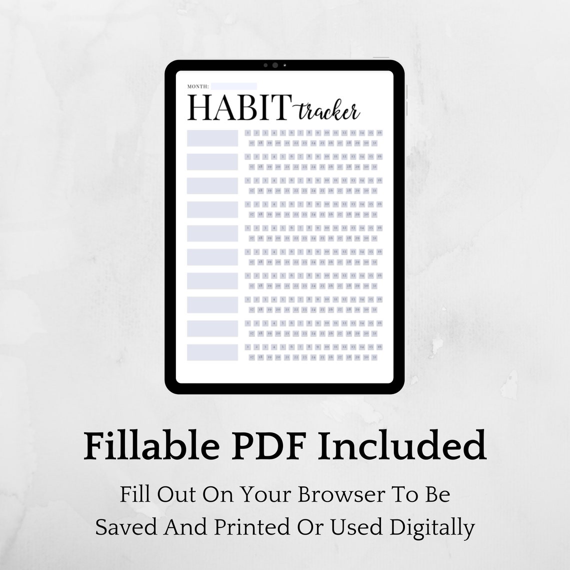 31 Day Habit Tracker Monthly Tracker Printable and Fillable PDF US ...
