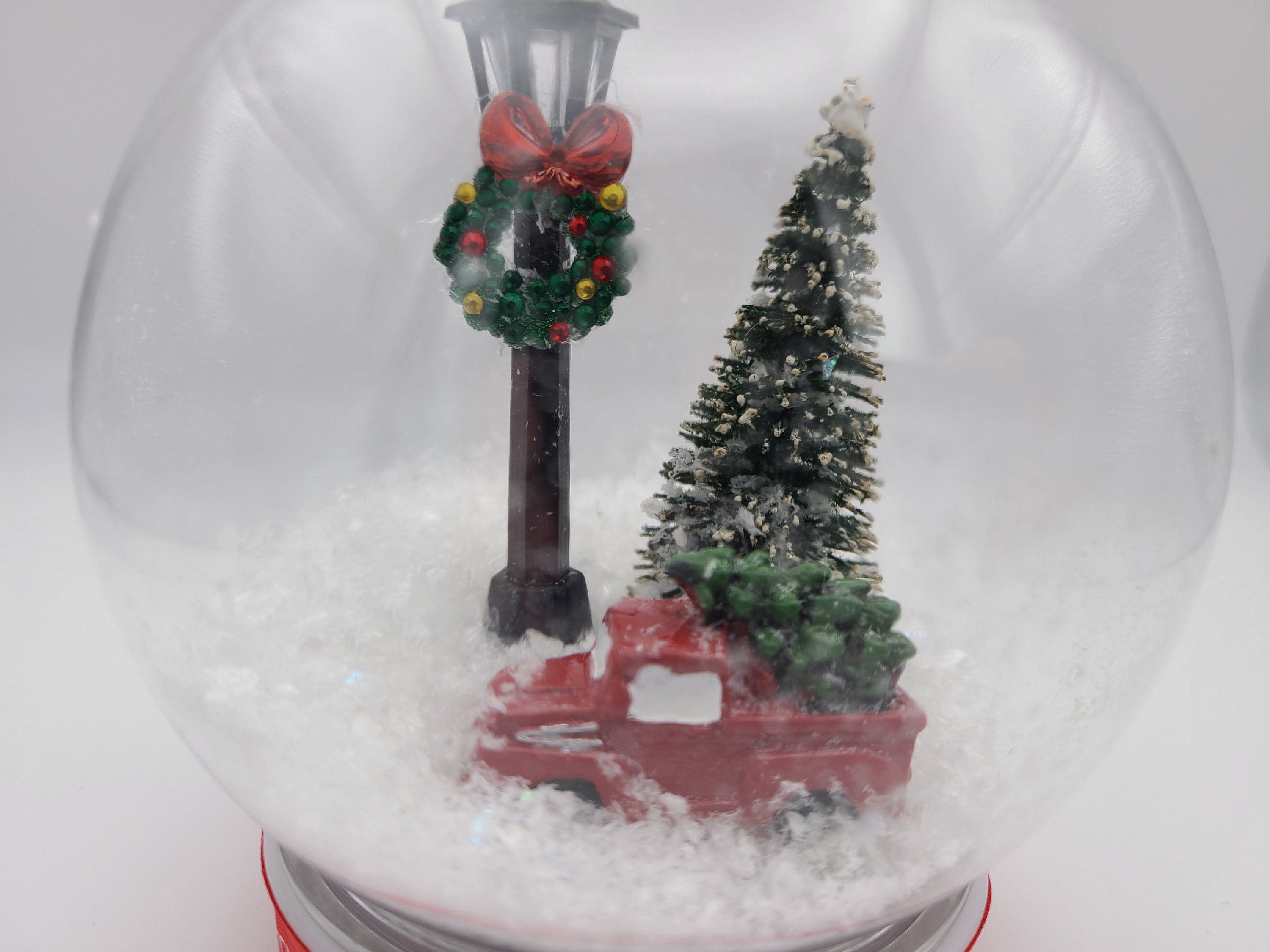 Red Truck and Tree With Light up Lamp Post - Etsy