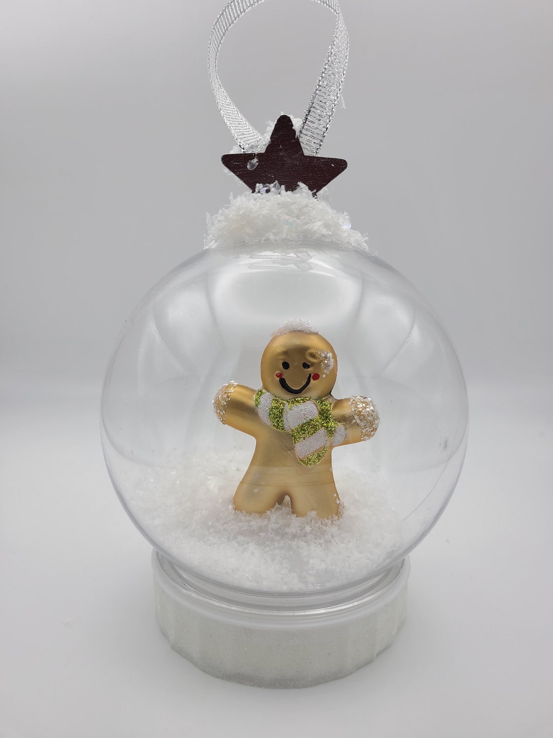 Gingerbread Man Snow Globe Ornament Green Scarf - Etsy