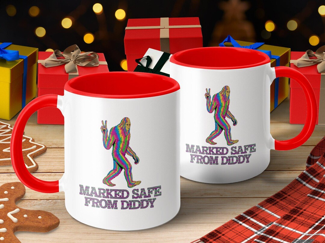 Funny Bigfoot Mug Marked Safe From Diddy Cup Colorful Sasquatch Coffee ...