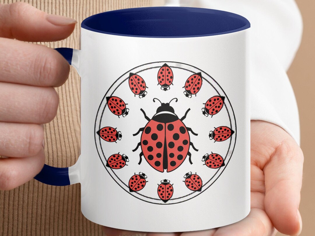 Cute Ladybug Mug, Red and Black Ladybug Design, Fun Coffee Mug, Tea Cup ...
