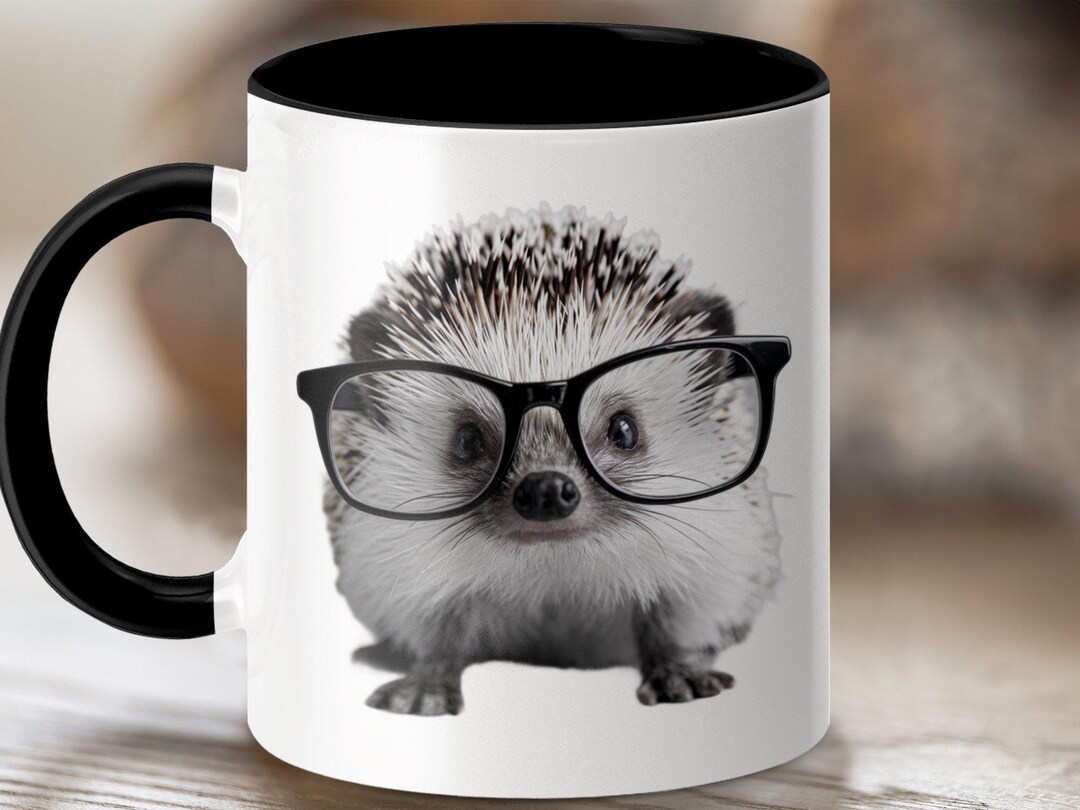 Cute Hedgehog With Glasses Mug Quirky Animal Lover Gift Fun Coffee Mug ...