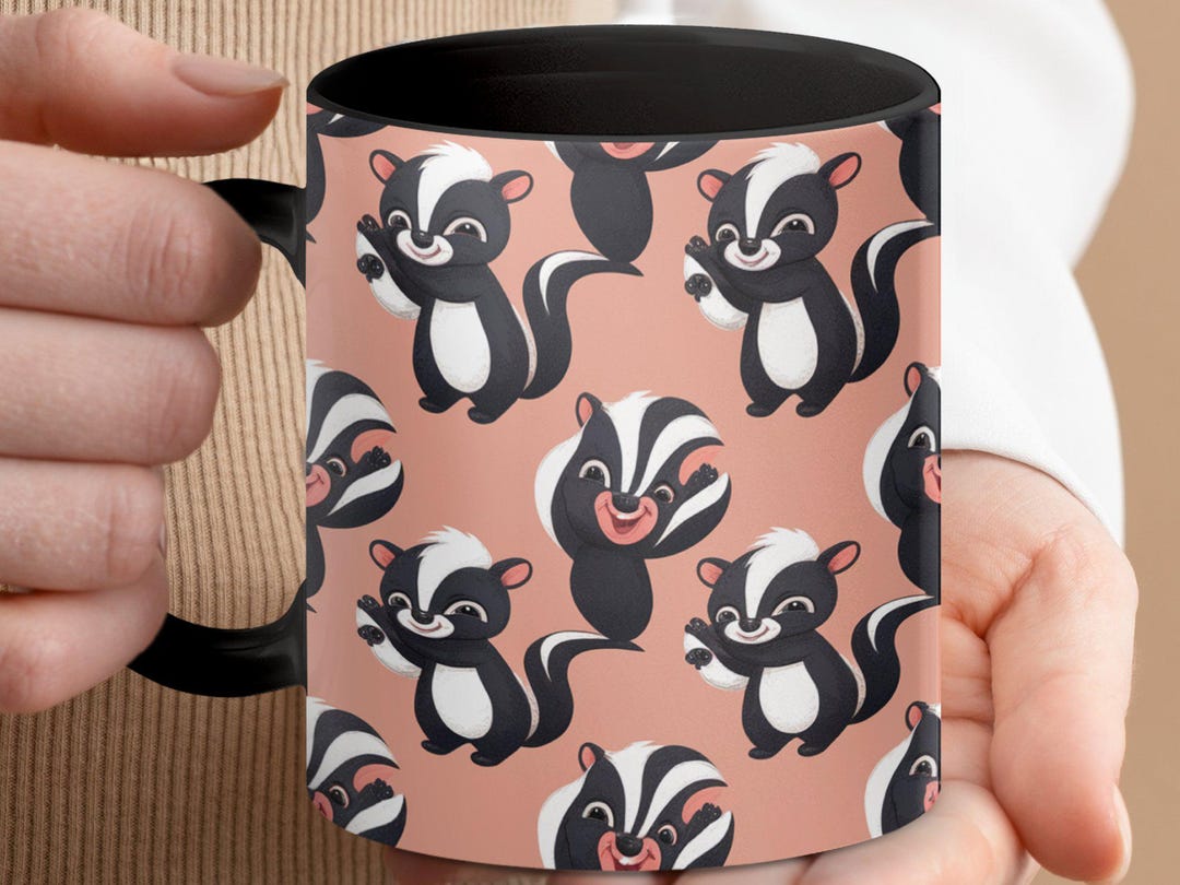 Cute Cartoon Skunk Pattern Mug Adorable Skunk Design Coffee Mug Fun ...