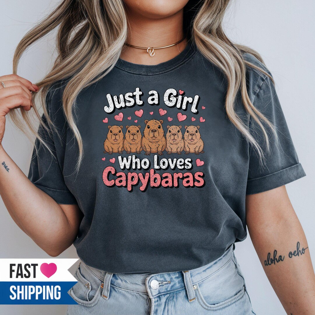 Cute Capybara Lover Shirt, Just a Girl Who Loves Capybaras Tee, Funny ...
