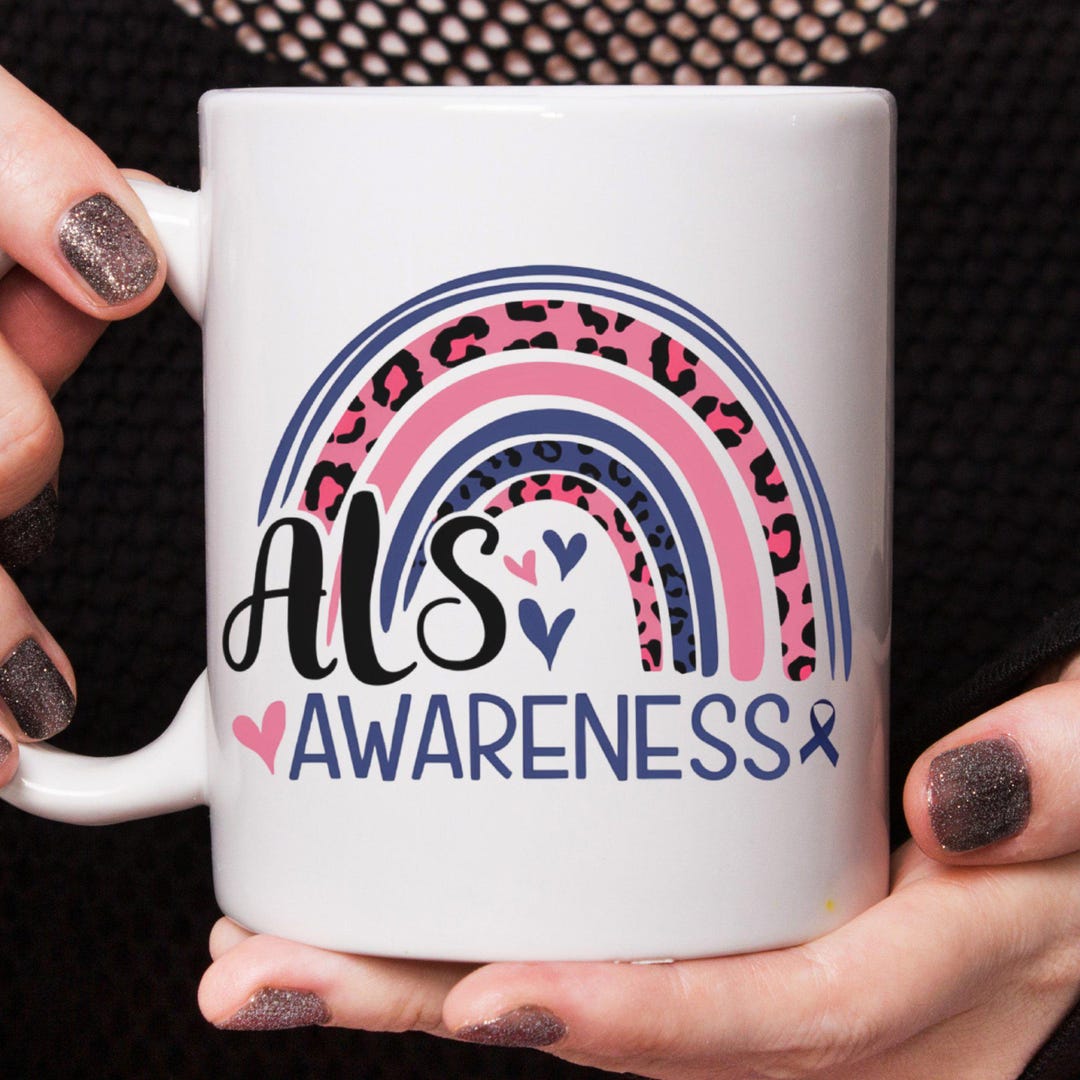 ALS Awareness Mug Leopard Print Rainbow Mug Inspirational Gift Pink and ...