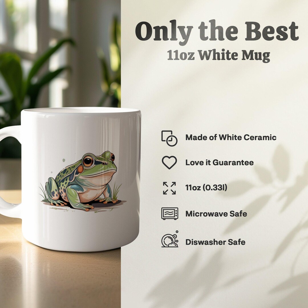 Funny Cute Frog Mug, Funny Frog Illustration, Unique Gift for Frog ...