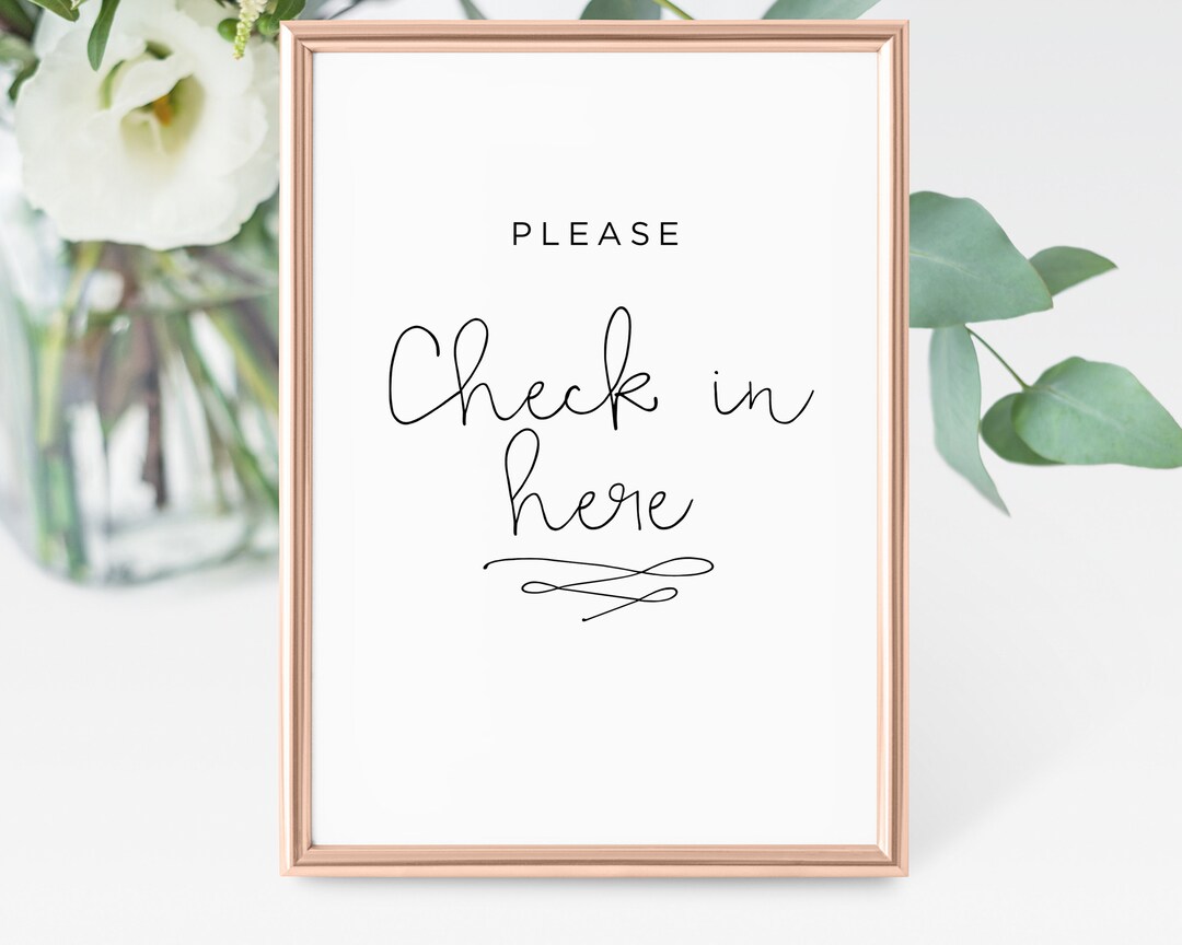 Please Check in Here Printable Sign, Instant Download, Minimalist ...