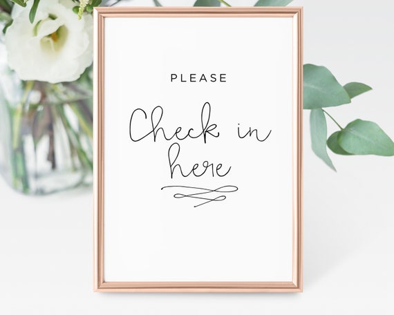 Please Check in Here Printable Sign Instant Download | Etsy