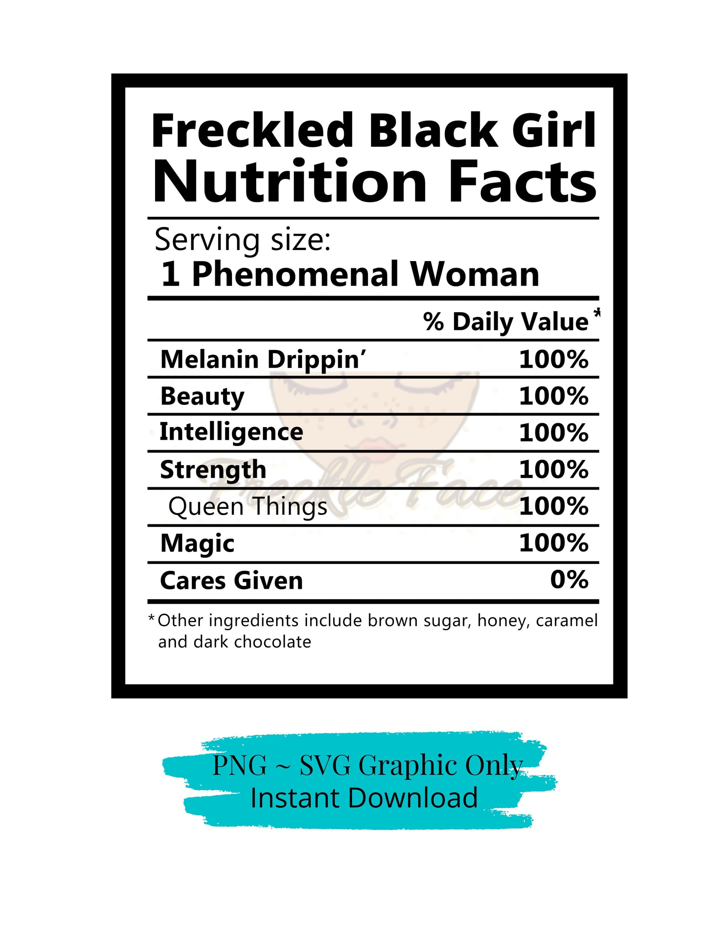 Freckled Black Girl Nutrition Facts SVG, Freckled Brown Girls, Freckles ...
