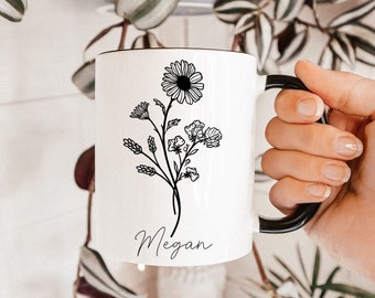 Custom Flower Name Mug Birthday Gift for Her Personalized - Etsy
