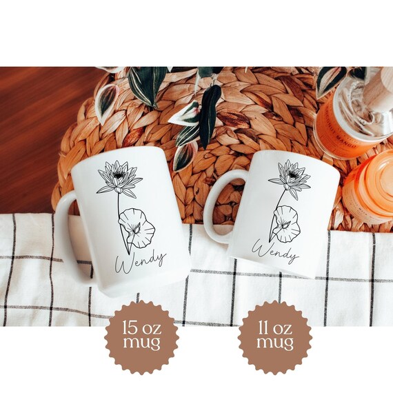 July Birth Month Flower Mug Custom Birth Flower Mug - Etsy