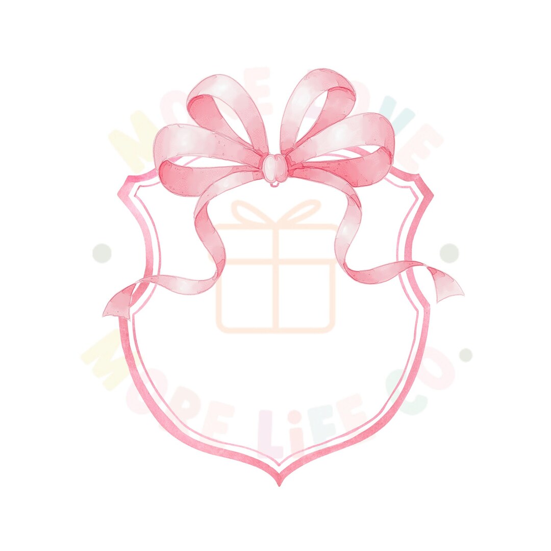 Pink Bow Crest PNG Dusty Pink Watercolor Crest Png Diy Coquette ...