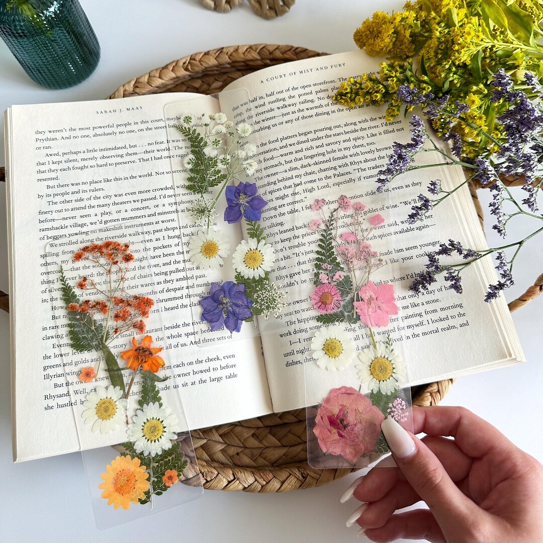 Pressed Floral Bookmarks | Real Dried Flowers | Gift for Readers | Book ...