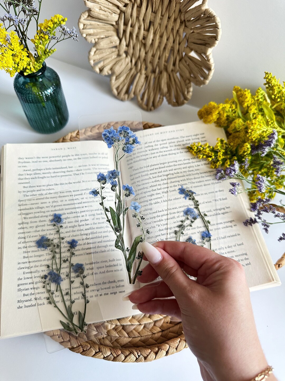 Forget Me Not Bookmark Real Dried Flowers Gift for Reader Bookmark for ...
