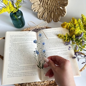 Forget-me-not Bookmark With Bow | Real Dried Flowers | Gift Reader ...