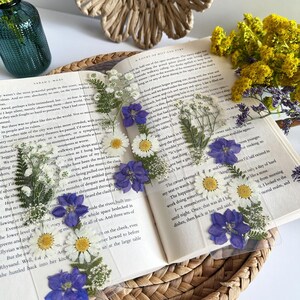 Purple and White Pressed Flower Bookmark Real Dried Flowers Bookmark ...