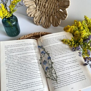 Forget Me Not Bookmark Real Dried Flowers Gift for Reader Bookmark for ...