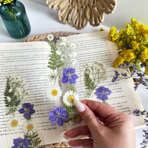 Purple White Pressed Flower Bookmark Real Dried Flowers Bookmark for ...