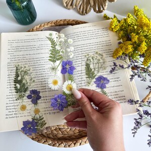 Purple and White Pressed Flower Bookmark Real Dried Flowers Bookmark ...