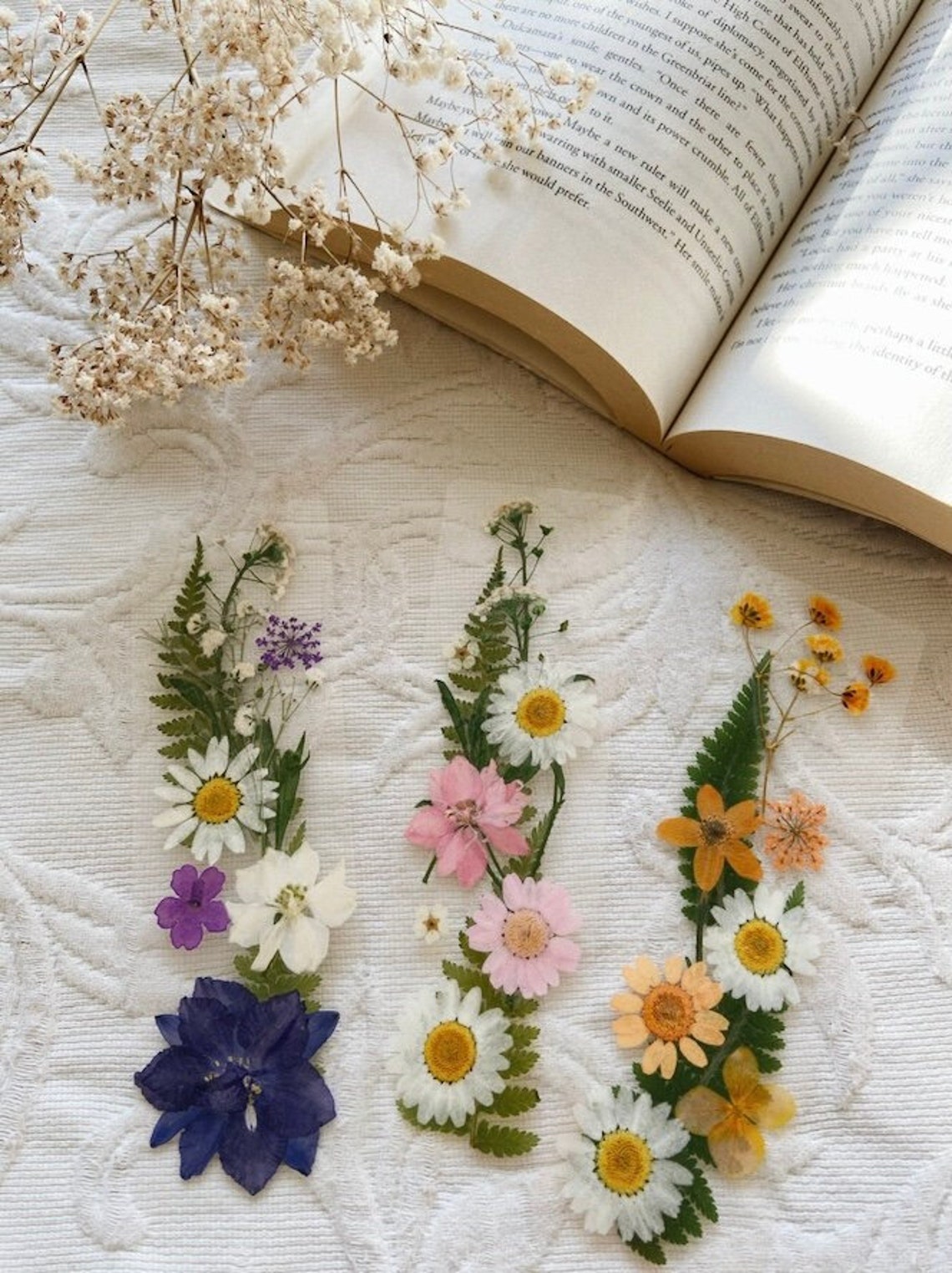 Pressed Floral Bookmarks Real Dried Flowers Gift Idea for - Etsy