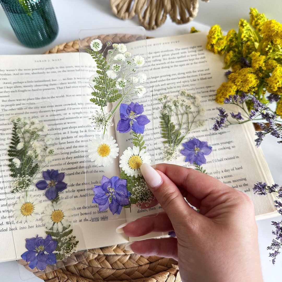 Purple and White Pressed Flower Bookmark Real Dried Flowers Bookmark ...