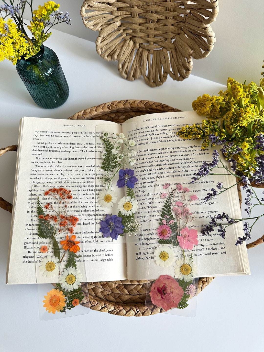 Pressed Floral Bookmarks Real Dried Flowers Gift for Book Lovers Book ...