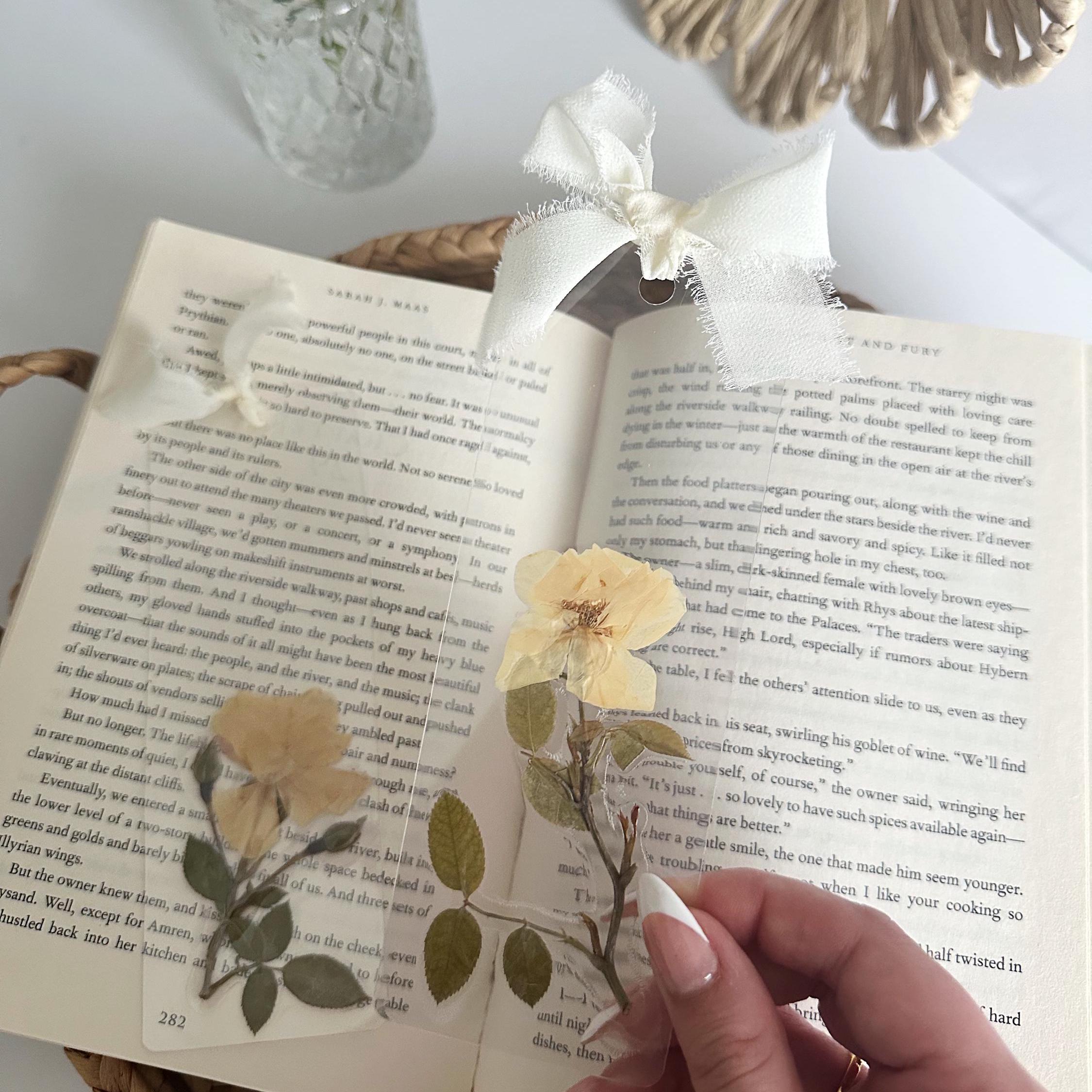 Pressed Rose Bookmark | June Birth Flower | Bookmark With Ribbon ...