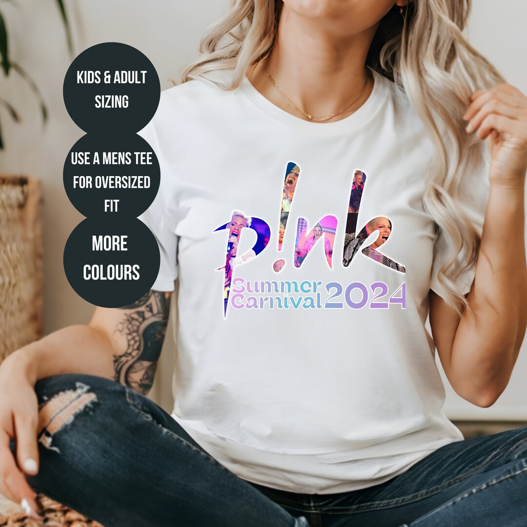 Pink T-shirt, Summer Carnival Tour T-shirt, Pink Photo Tee, Pink ...
