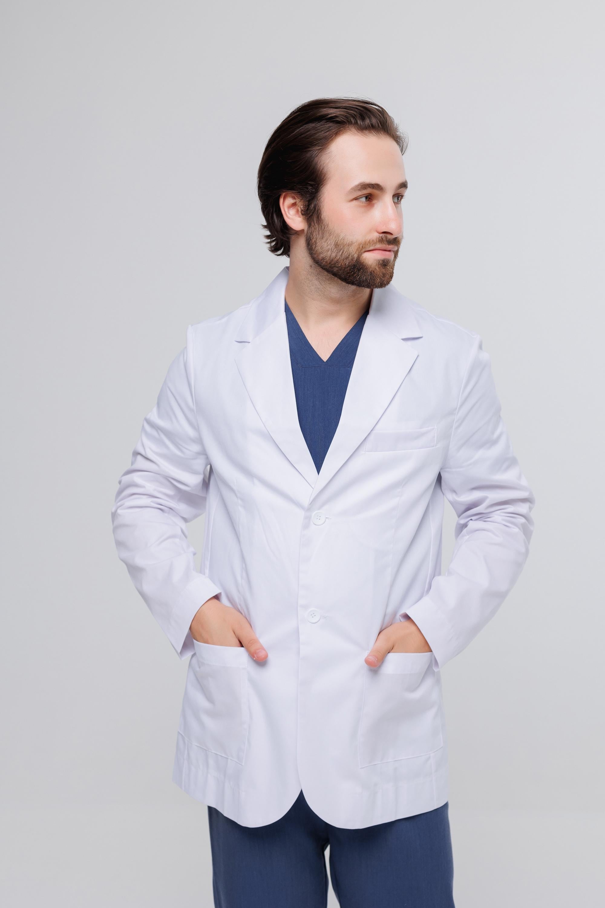 Men's Medical Blazer - Modern Doctor Jacket, Embroidered Cotton Blend ...