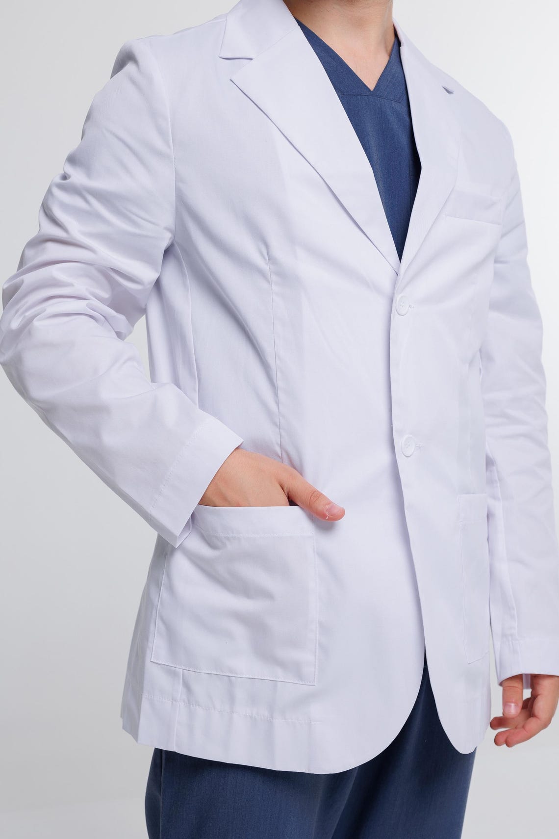 Men's Medical Blazer - Modern Doctor Jacket, Embroidered Cotton Blend ...