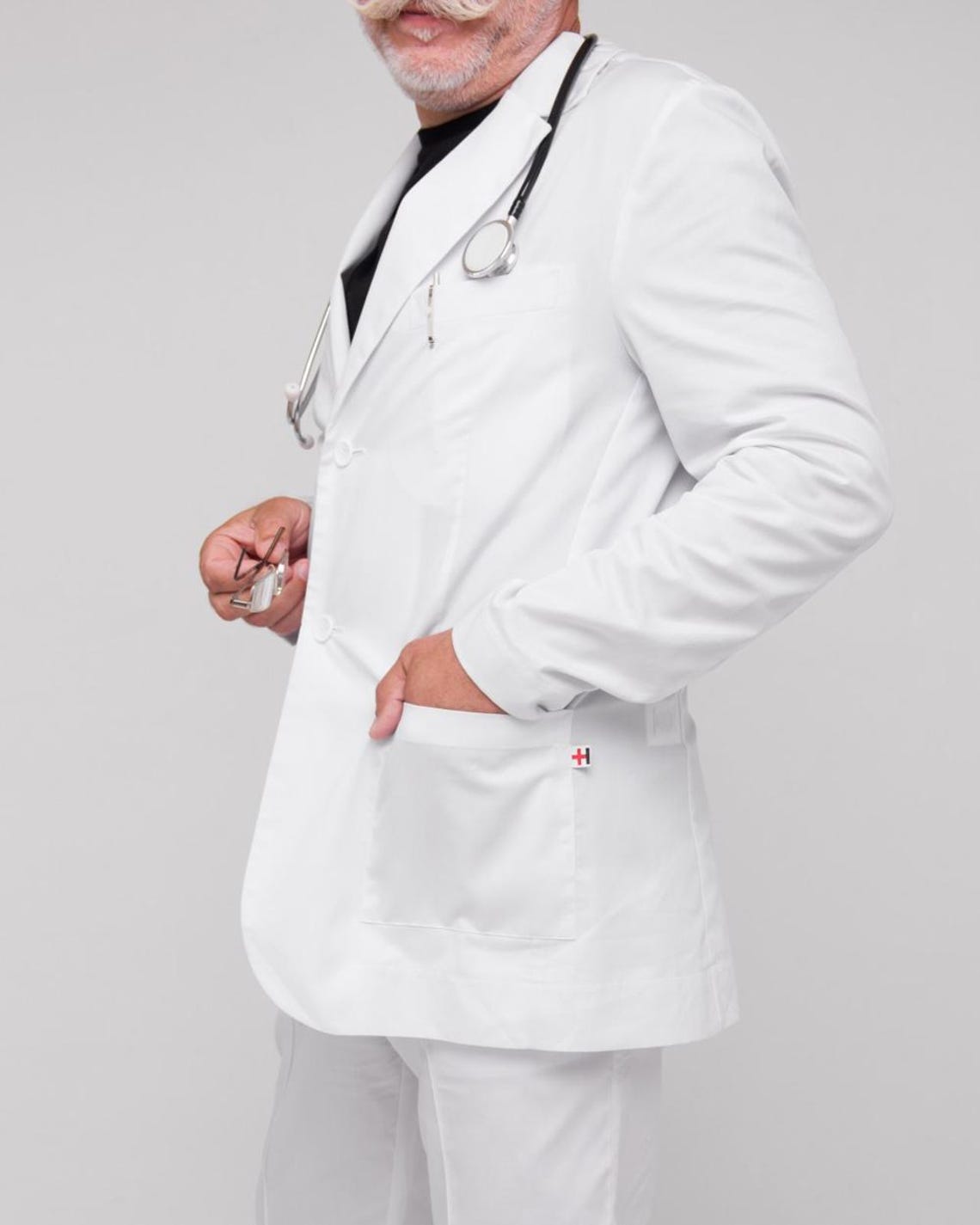 Men's Medical Blazer - Modern Doctor Jacket, Embroidered Cotton Blend ...