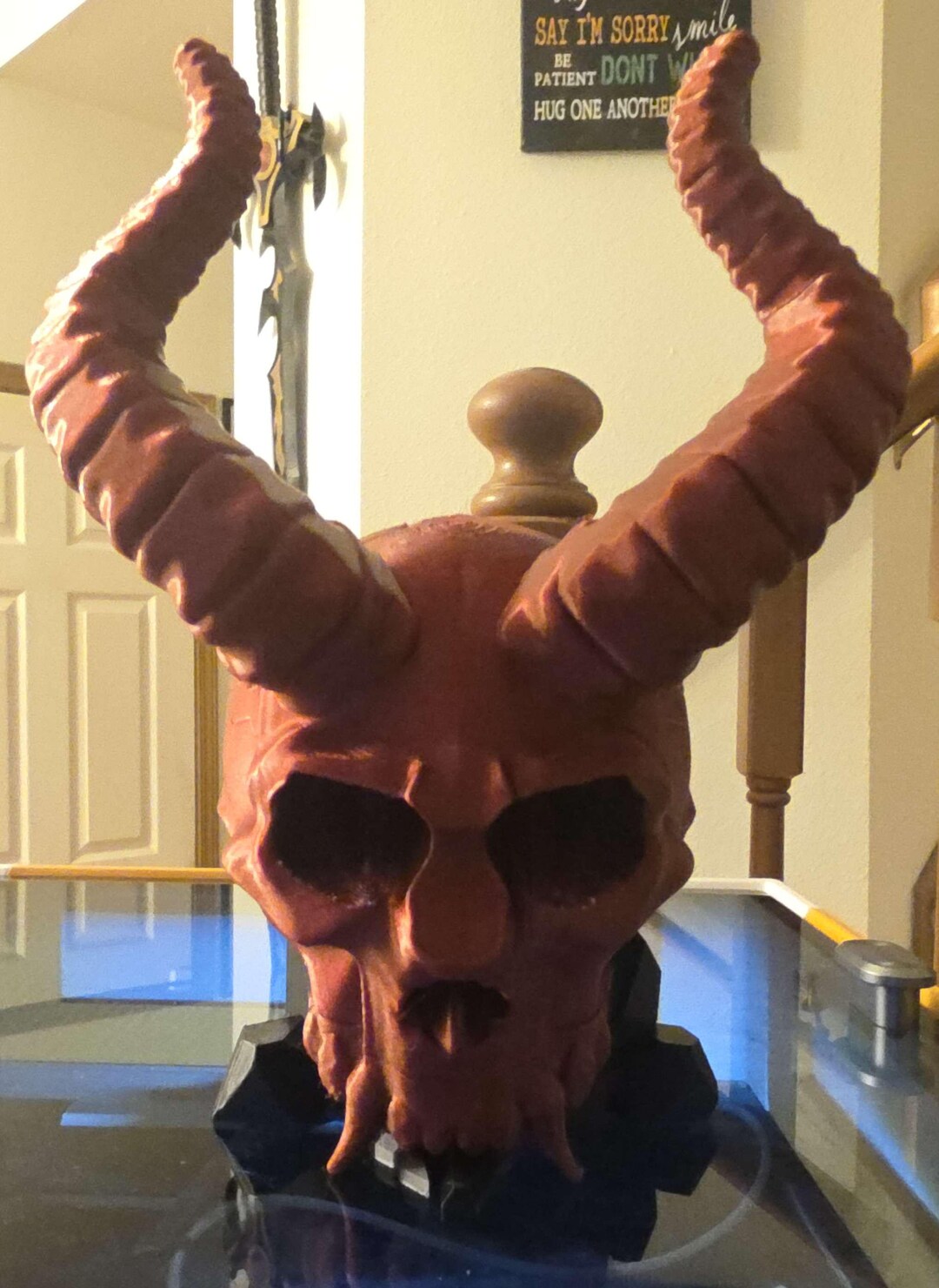 Diablo Skull Controller Stand - 3D Printed Horned Skull on Black Rock ...