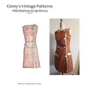1960 Vintage Wrap Dress Pattern - Etsy Canada