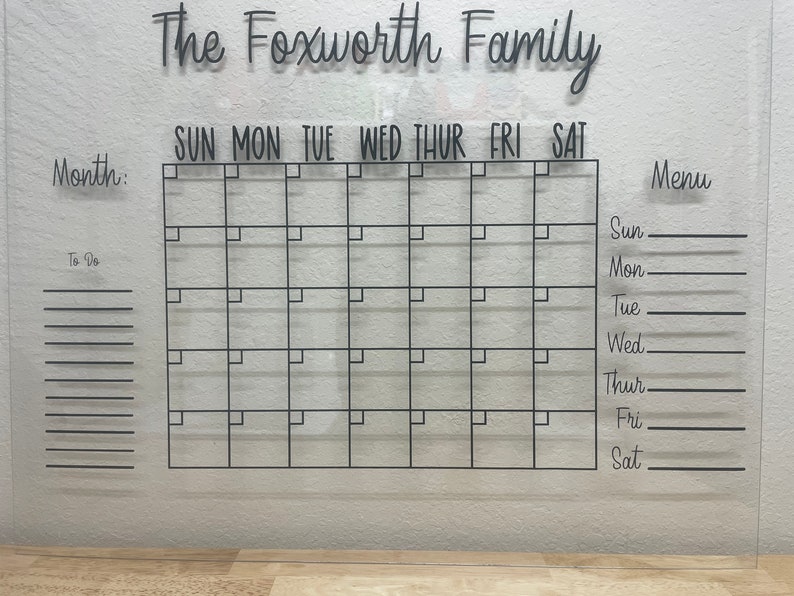 Reusable Acrylic Family Calendar - Etsy